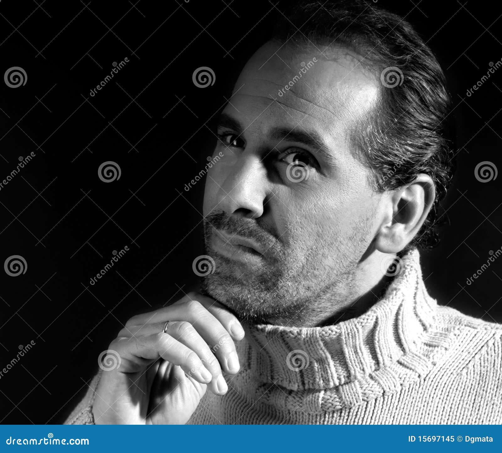 Adult Man Portrait Thinking Expression Stock Image - Image of isolated ...