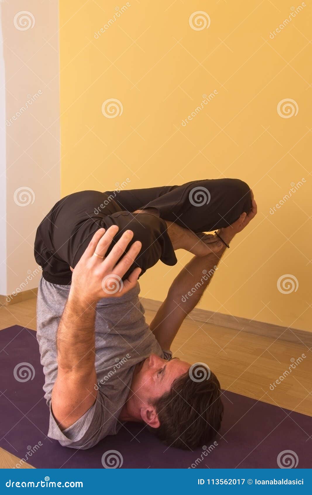 Men in Reverse Yoga Position Stock Image - Image of studio, strong ...