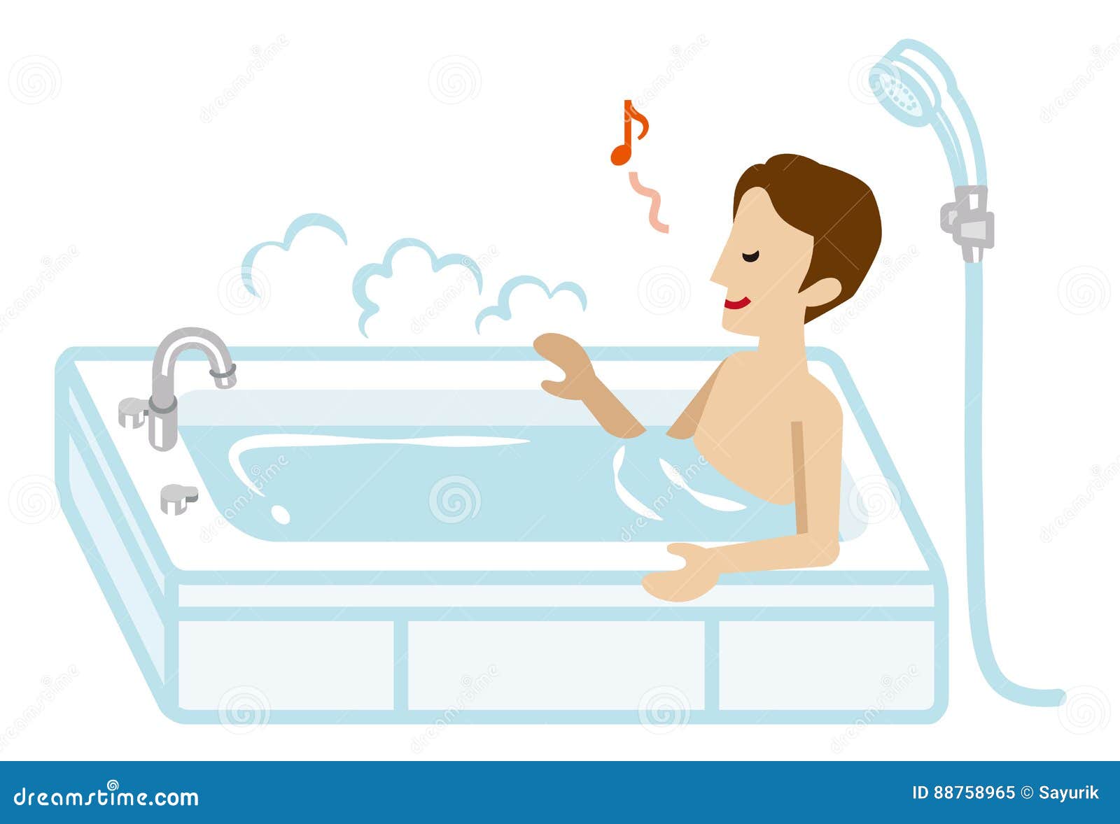 Adult Man taking a bath stock vector. Illustration of clip - 88758965