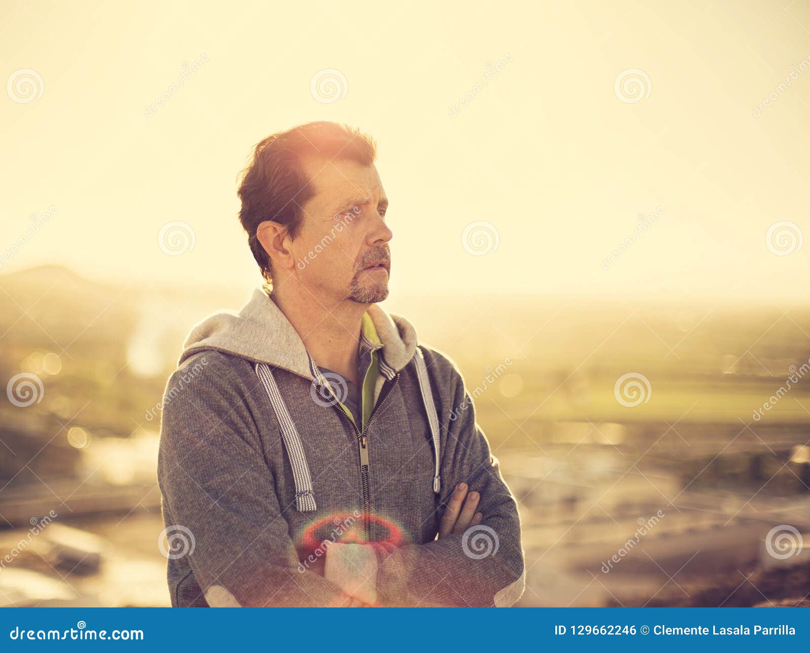 Adult Man Thinking at the Sunset Outdoors Stock Photo - Image of ...