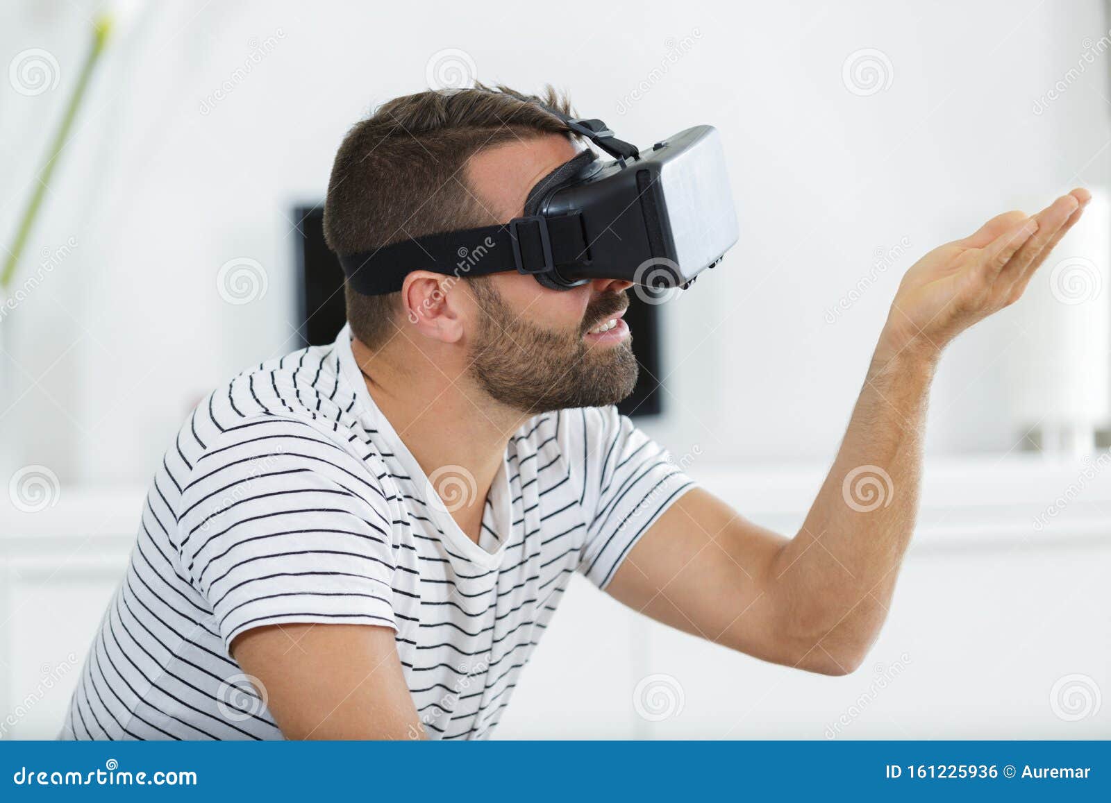 Adult Man Wearing Vr Goggles Stock Photo - Image of operation, goggles ...