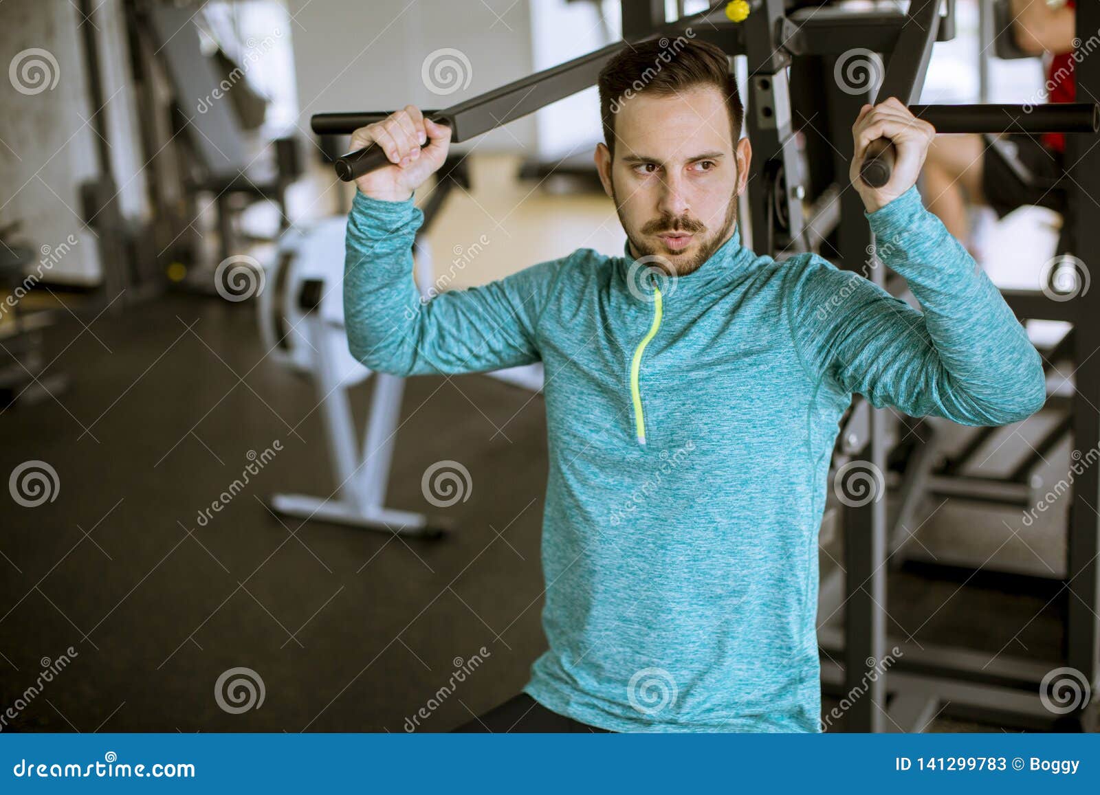 Adult Man Work Out in Training Gym Stock Image - Image of training ...