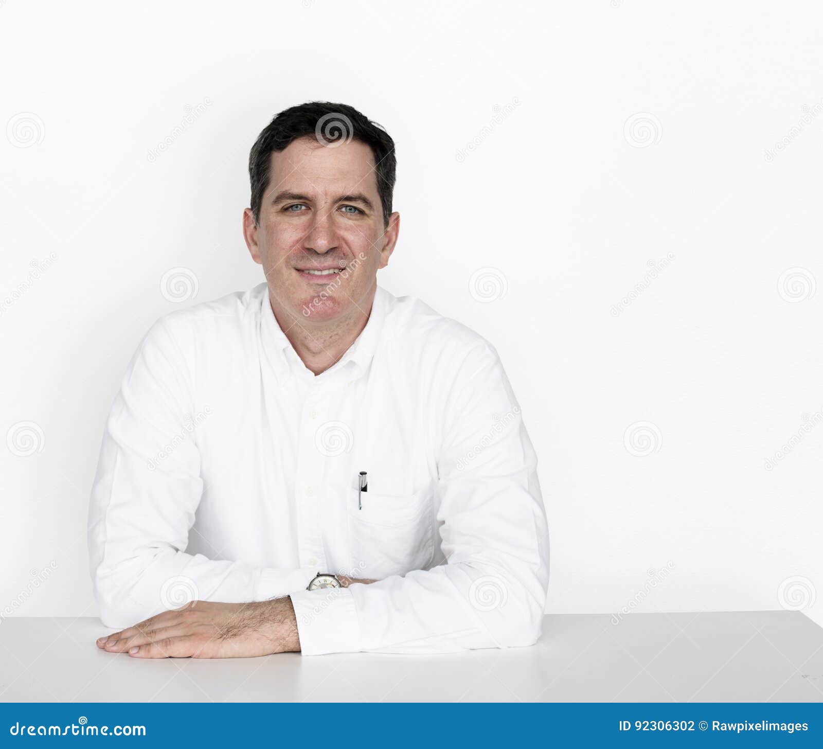 Adult Men Hands on Table Smile Studio Stock Photo - Image of dark, gray ...