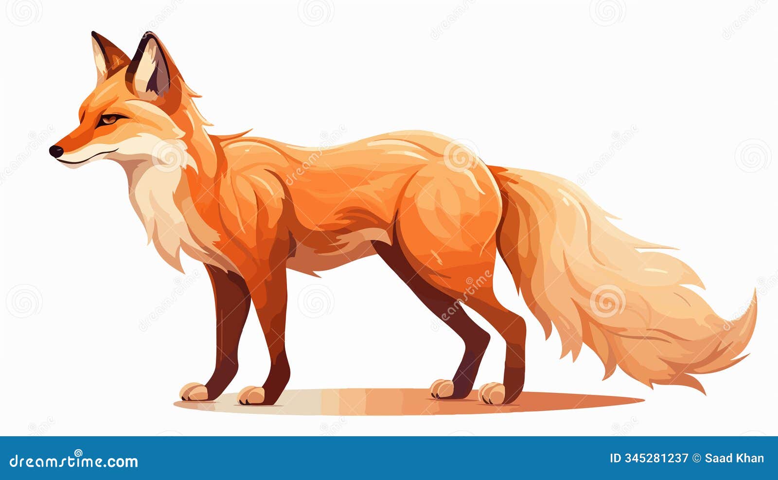 Adult Orange Fox Drawing stock vector. Illustration of creature - 345281237