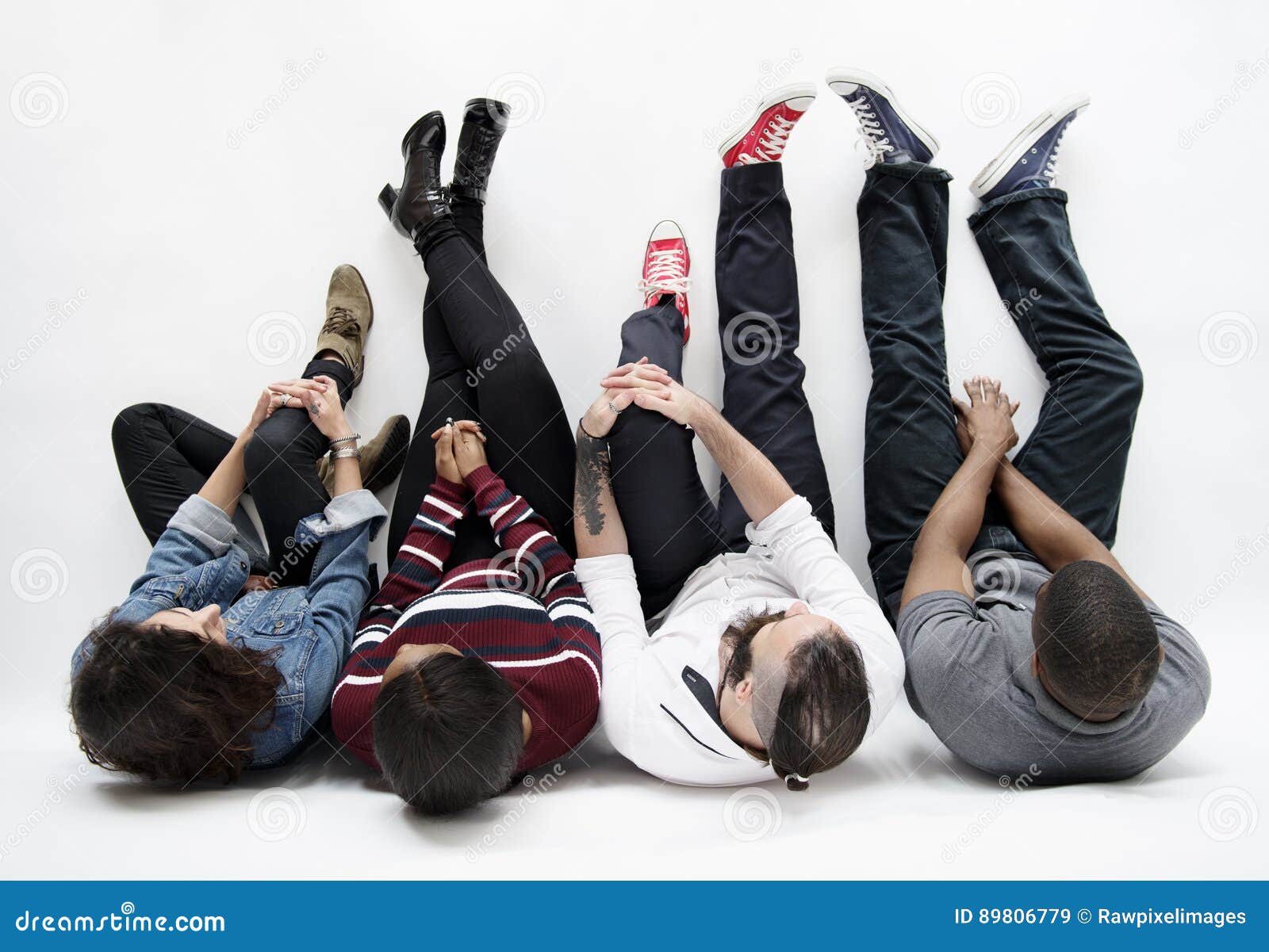 Adult People Friendship Sit Together Studio Stock Image - Image of ...