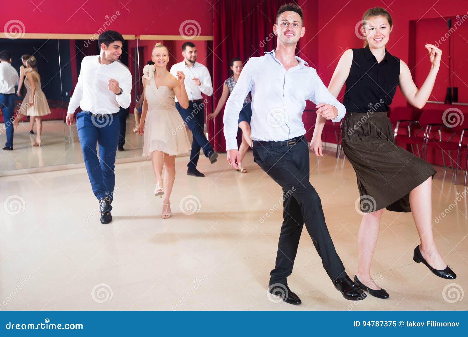 Adult People Practicing Vigorous Jive Movements Stock Image - Image of ...