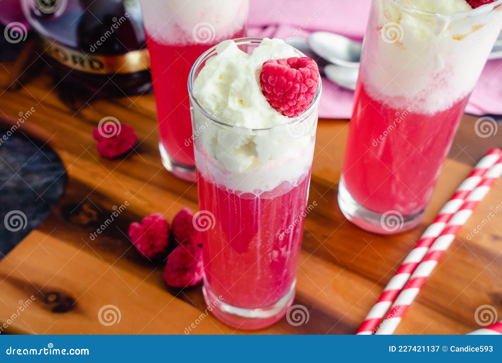 Raspberry Italian Cream Sodas Made Topped with Whipped Cream and Frozen ...
