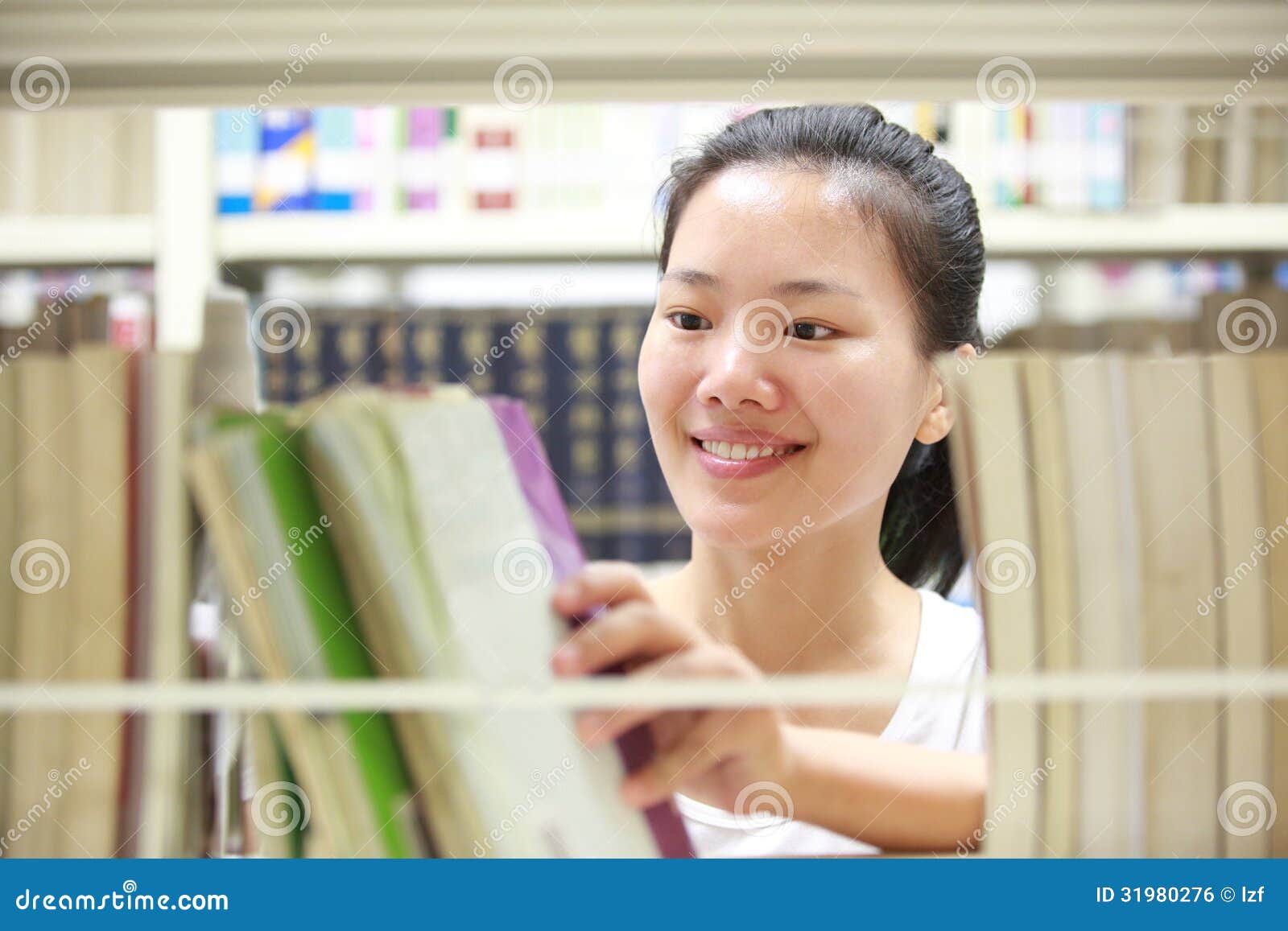Adult student in libray stock photo. Image of study, girl - 31980276