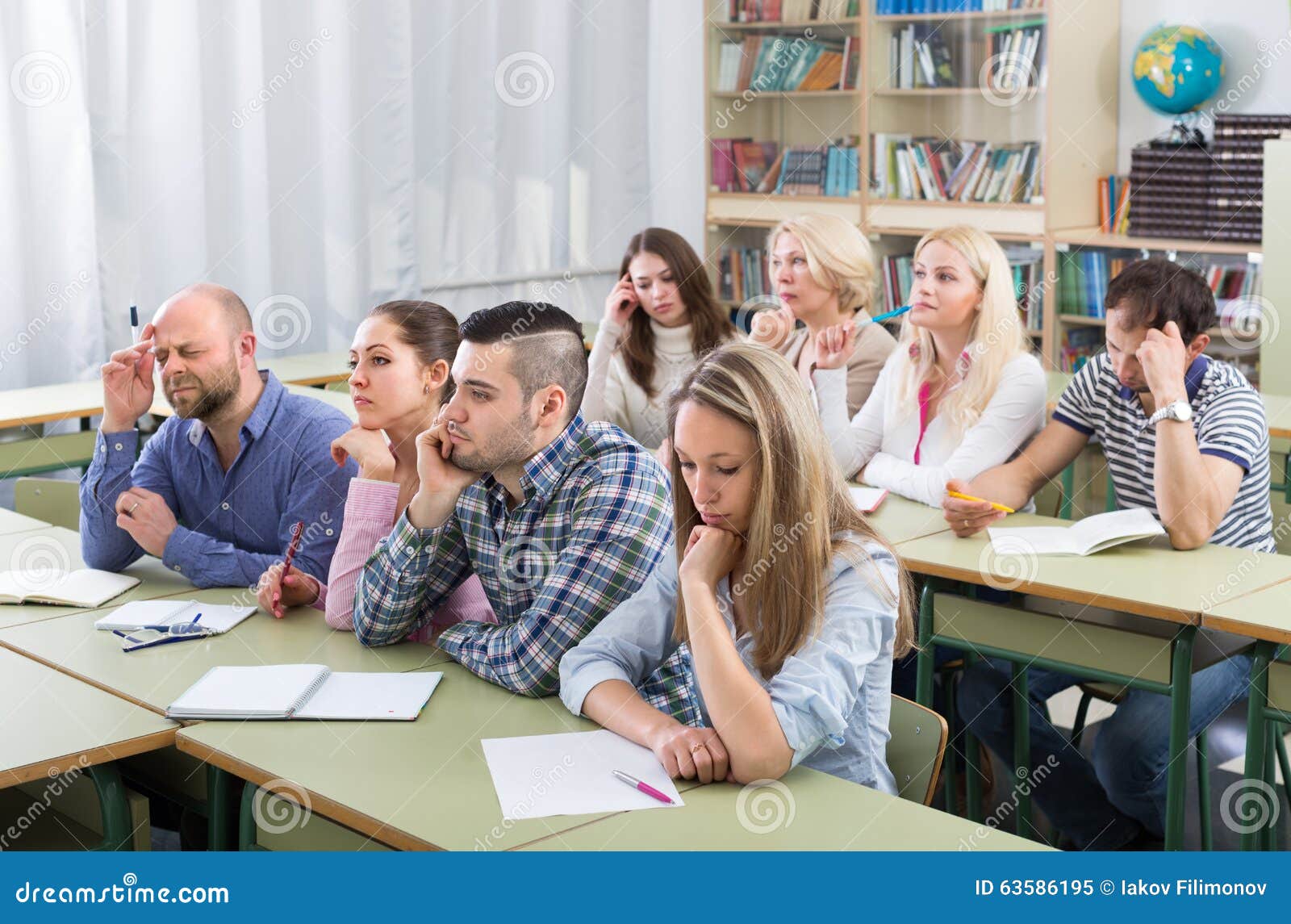 Adult Students in Classroom Stock Image - Image of process, boredom ...