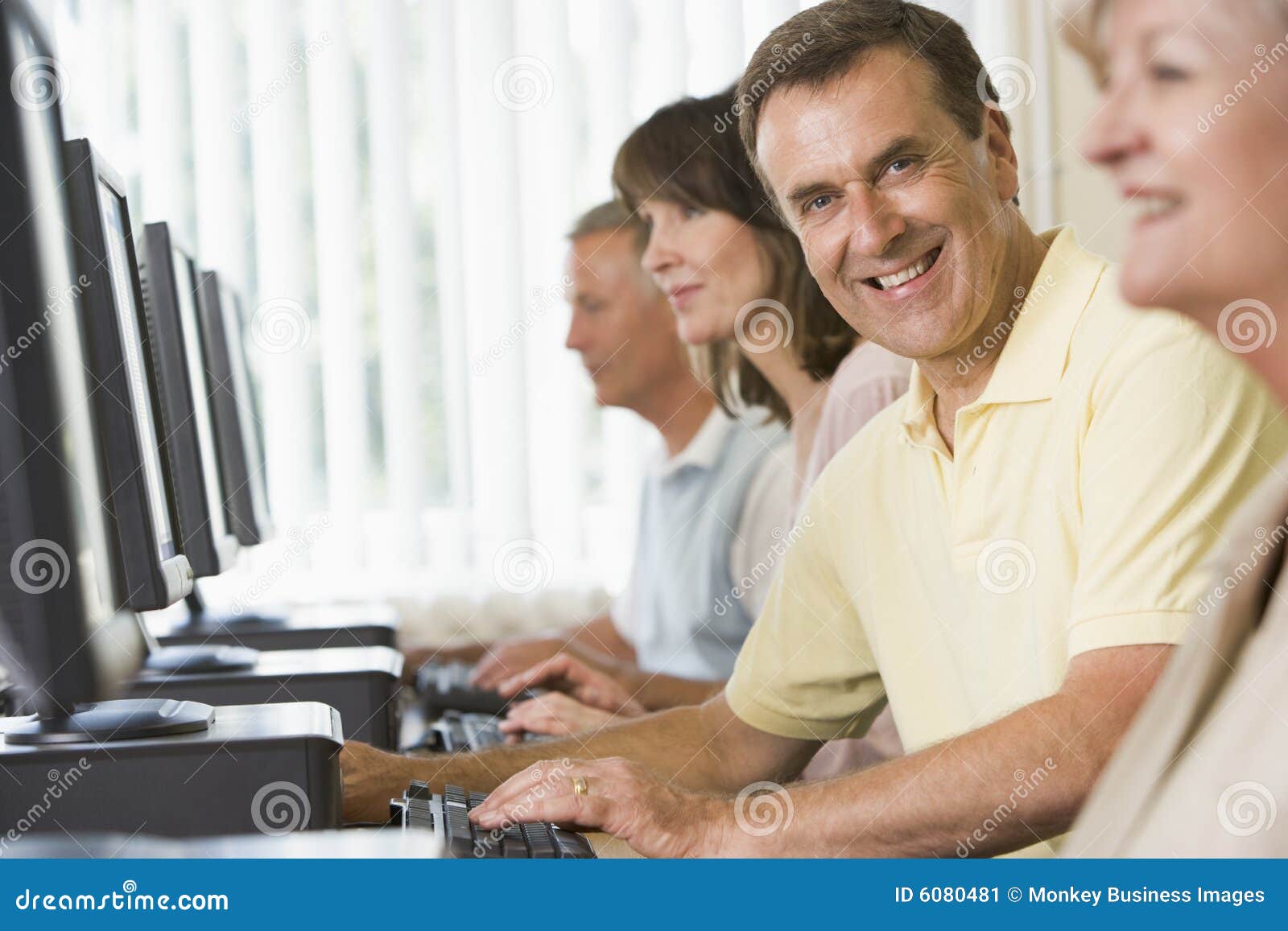 Adult Students on Computers Stock Image - Image of college, computer ...