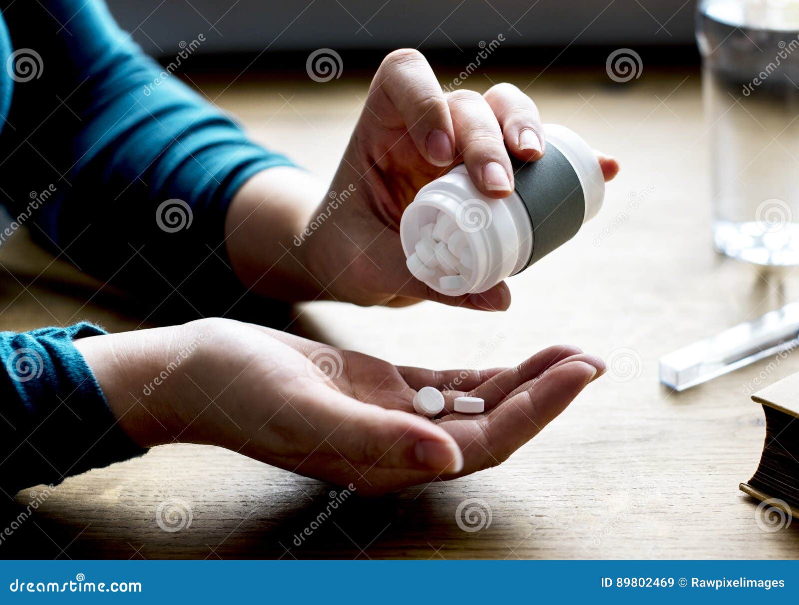 Adult Taking Medication Supplements Vitamins Stock Image - Image of ...