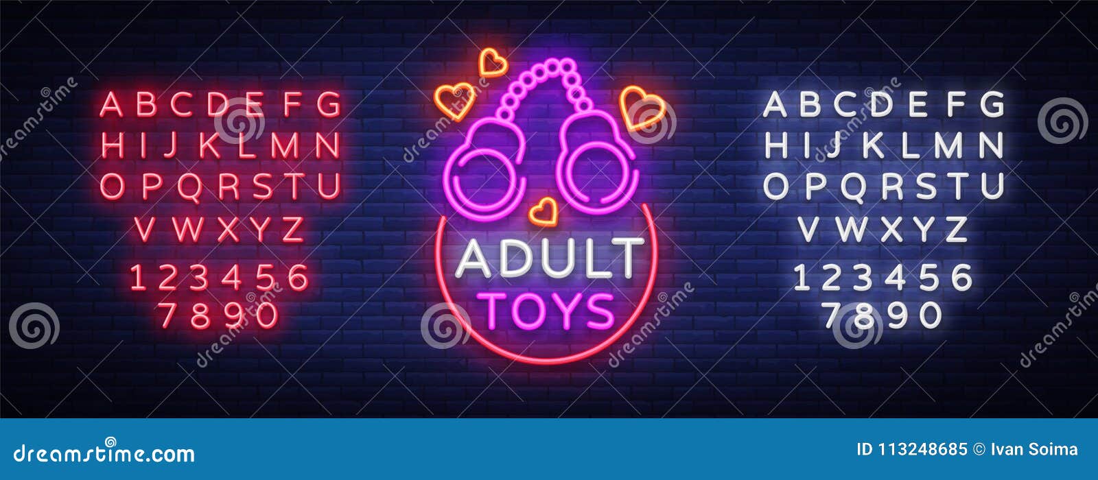 Adult Toys Logo In Neon Style Design Template Sex Shop Neon Signs