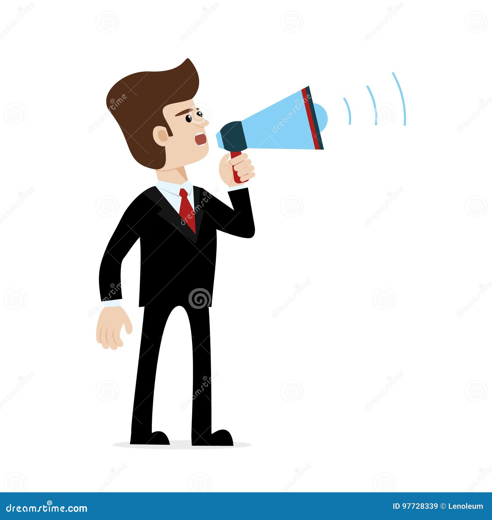 An Adult White Man in Suit Making an Announcement with Loudspeaker ... An Adult White Man in Suit Making an Announcement with Loudspeaker ...