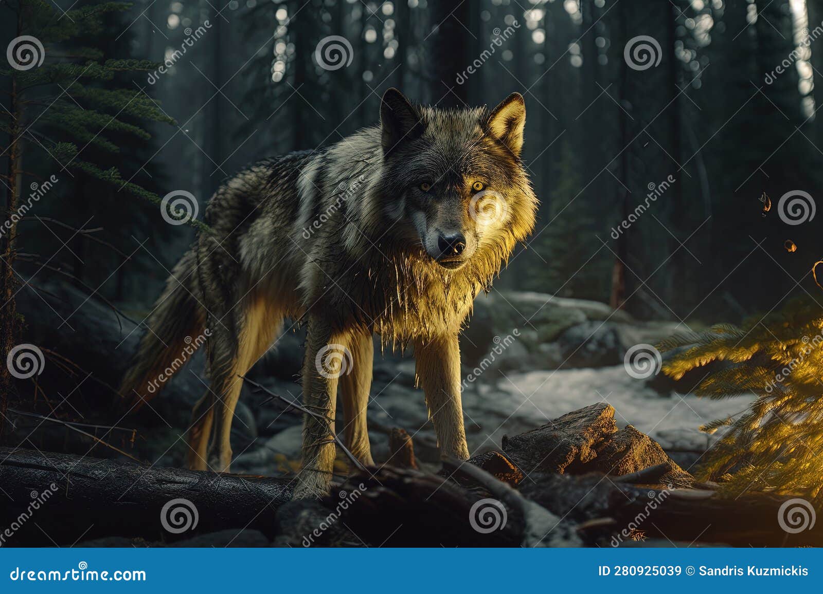 Adult Wolf Standing. Generative AI Stock Illustration - Illustration of ...