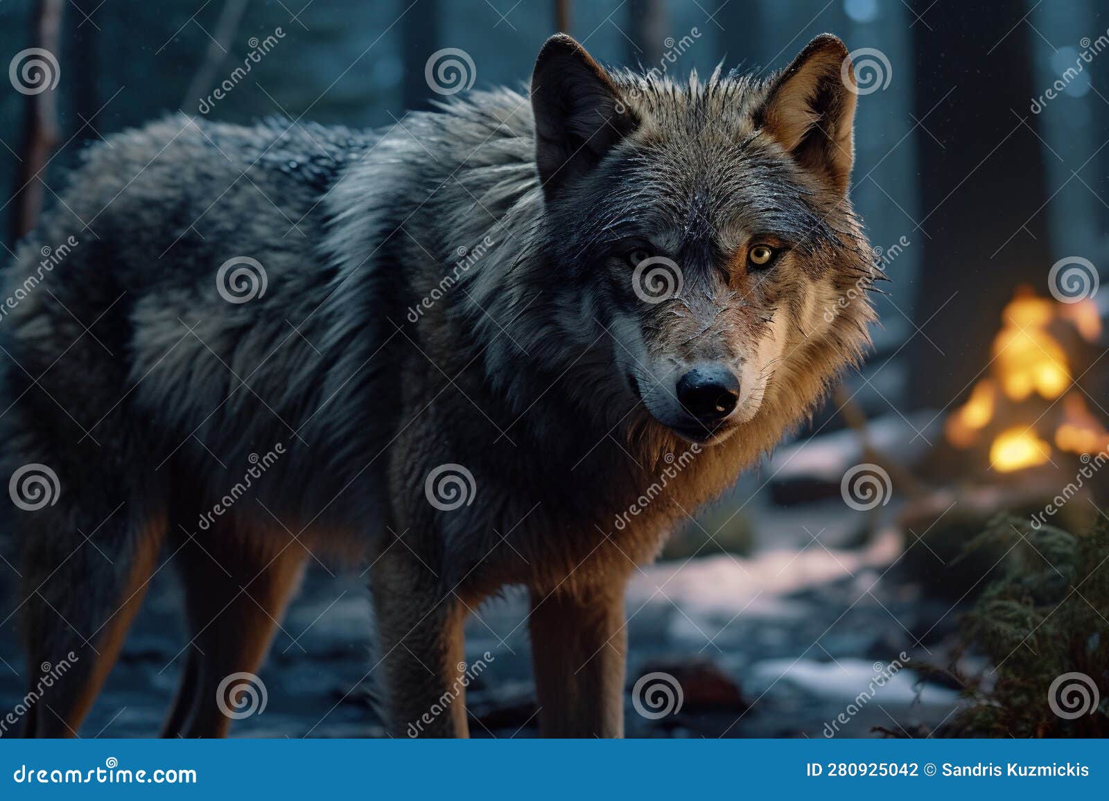 Adult Wolf Standing. Generative AI Stock Illustration - Illustration of ...