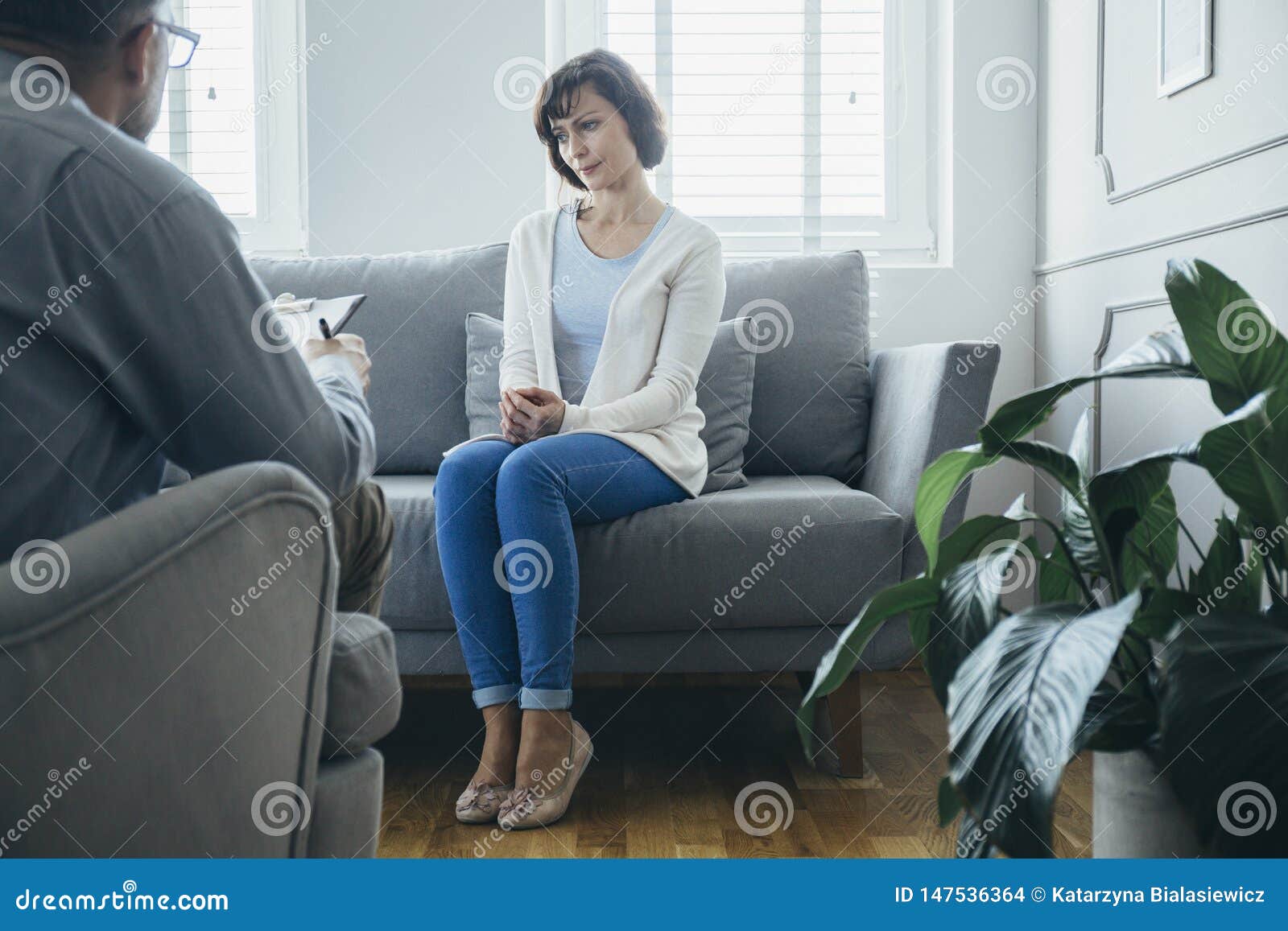 Adult Woman Solving Her Problems with Psychotherapist Stock Photo ...