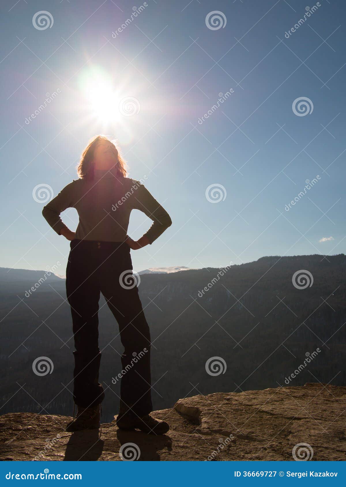 Adult Woman Standing in the Sun Stock Image - Image of female, forest ...