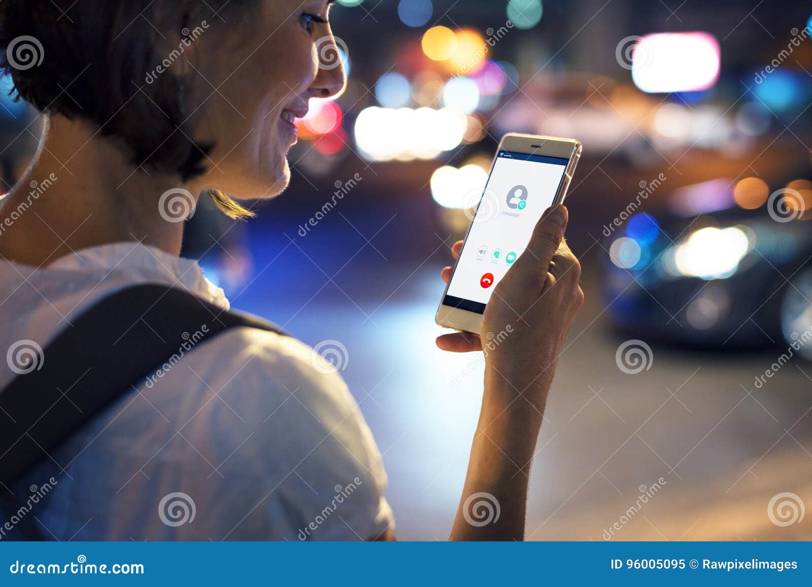 Adult Woman Using Mobile Phone Night Time Stock Image - Image of ...