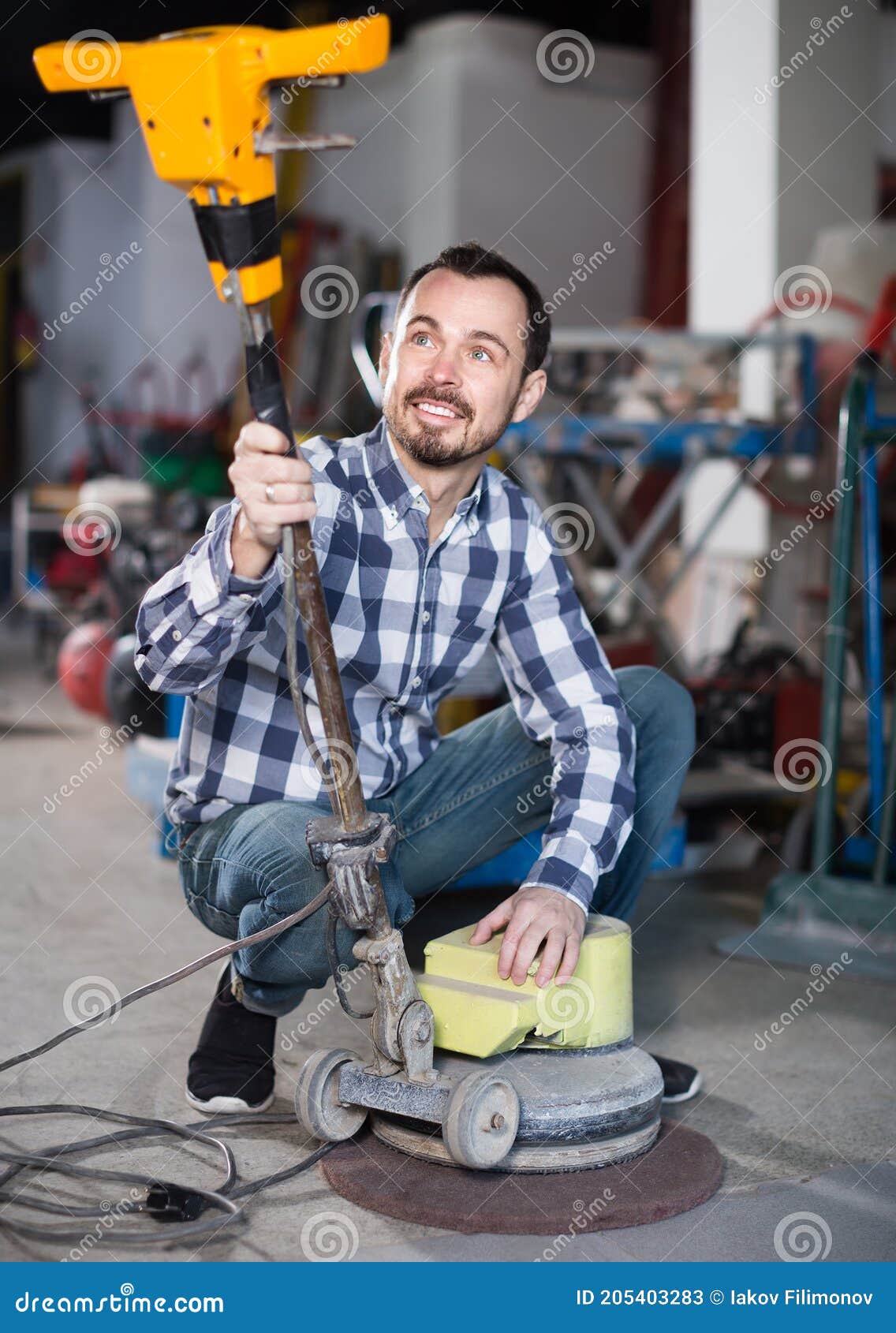 Adult Worker Starting To Work with Disk Sander Stock Image - Image of ...
