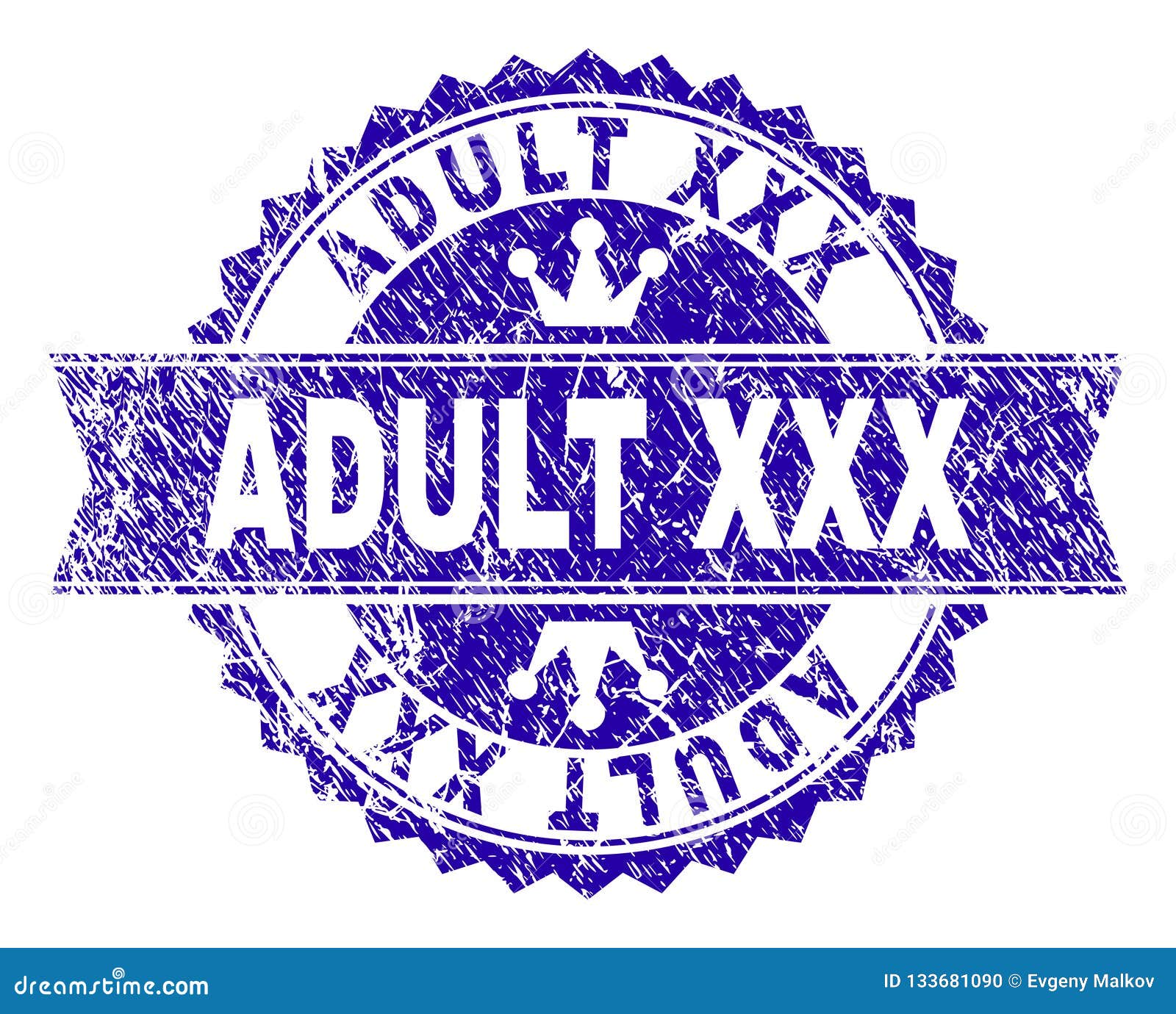 Scratched Textured Adult Xxx Stamp Seal With Ribbon Stock Vector