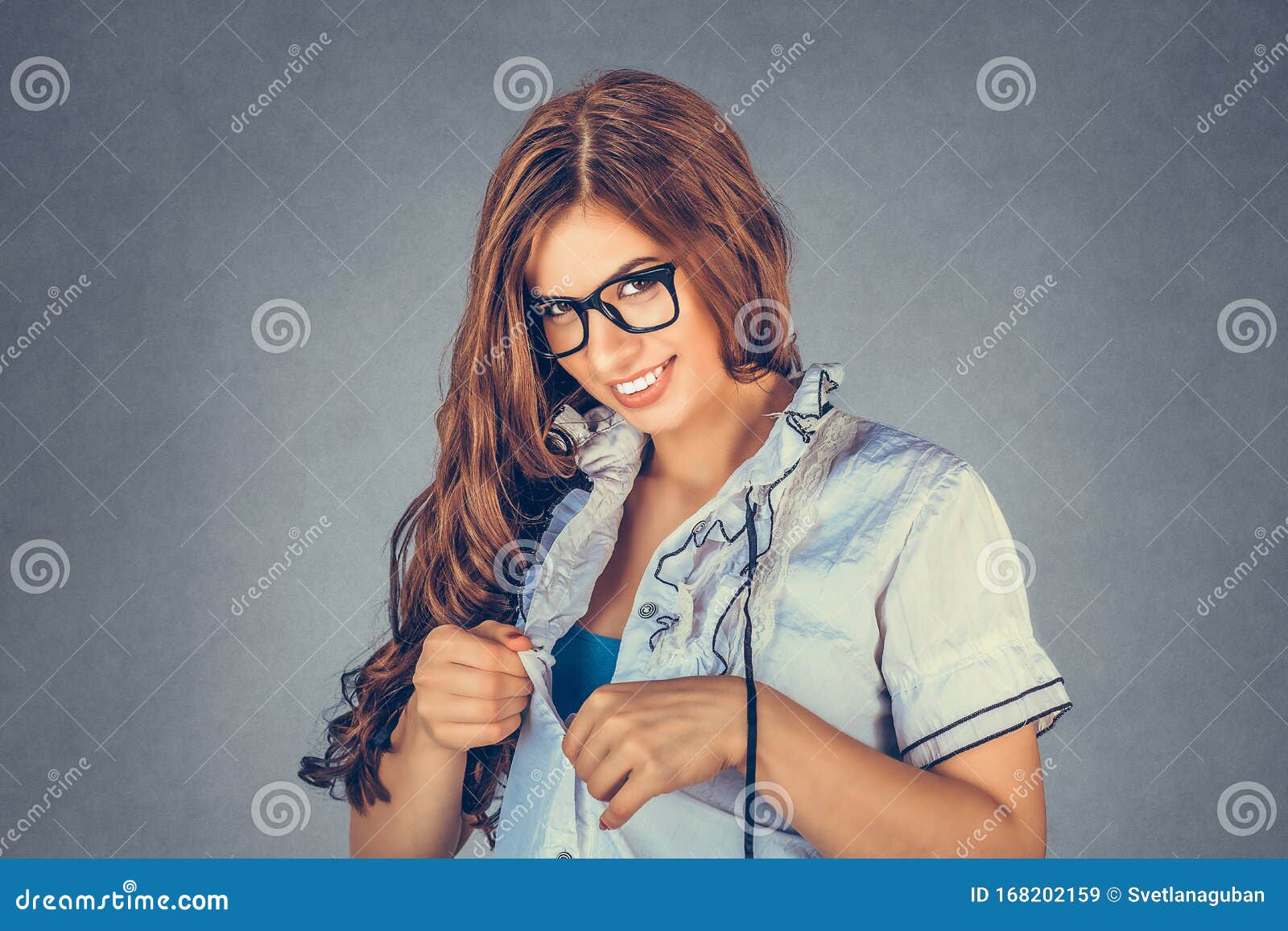 Woman Undressing Herself Looking And Flirty Stock Image Image Of