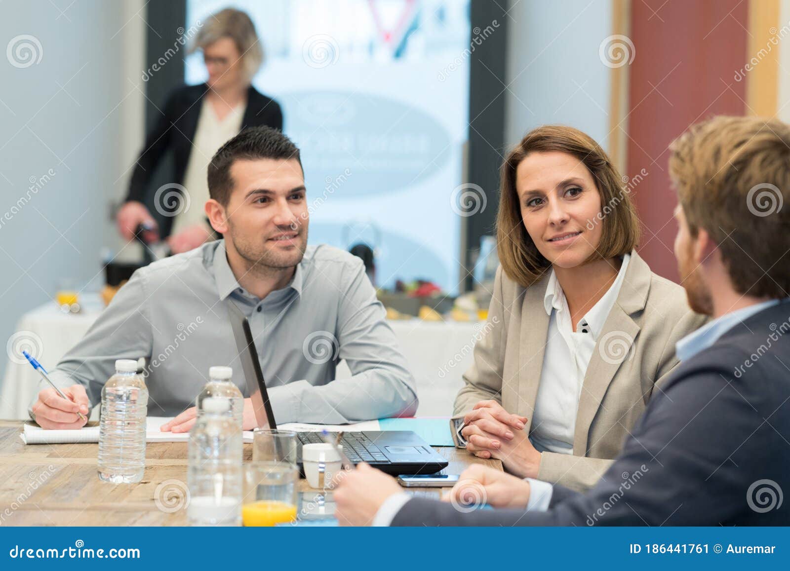 Adults on Course in Discussion Around Table Stock Image - Image of ...