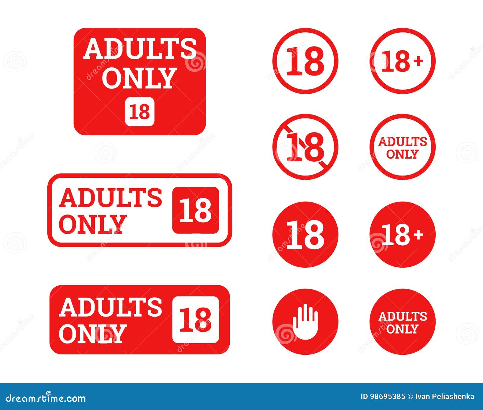 Adults only icons, signs stock illustration. Illustration of reflection ...