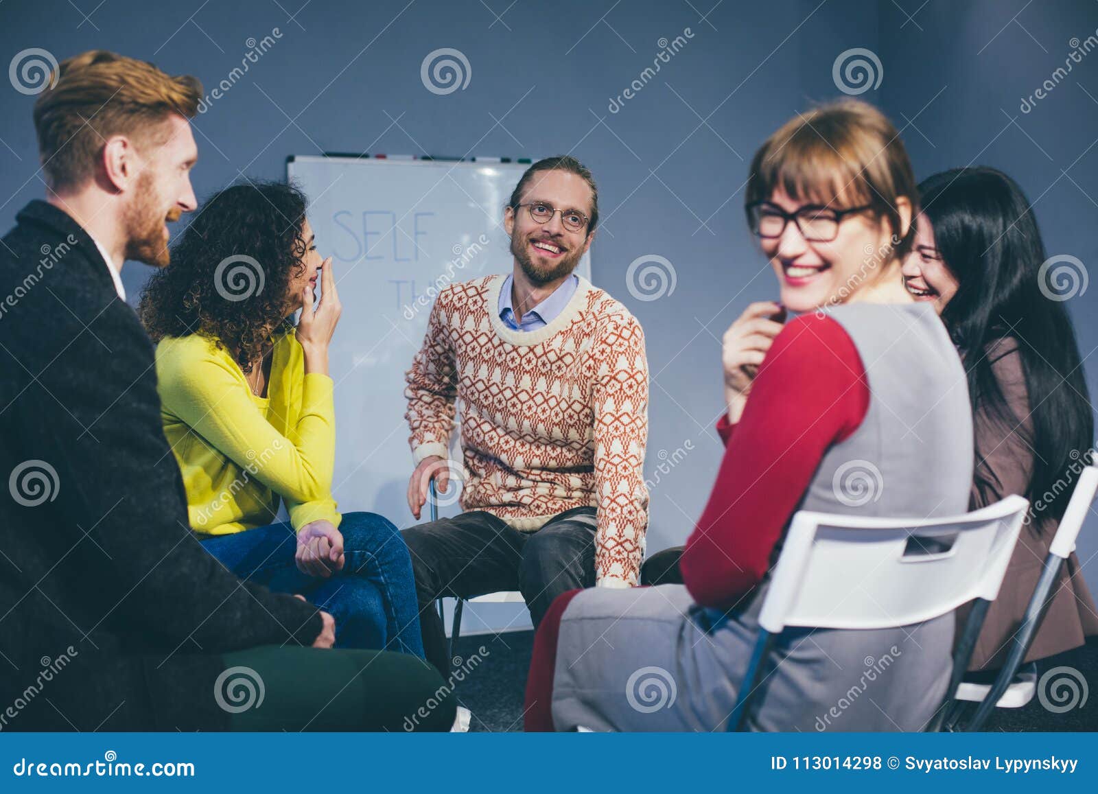 Coach and Support Group during Psychological Therapy. Stock Photo ...