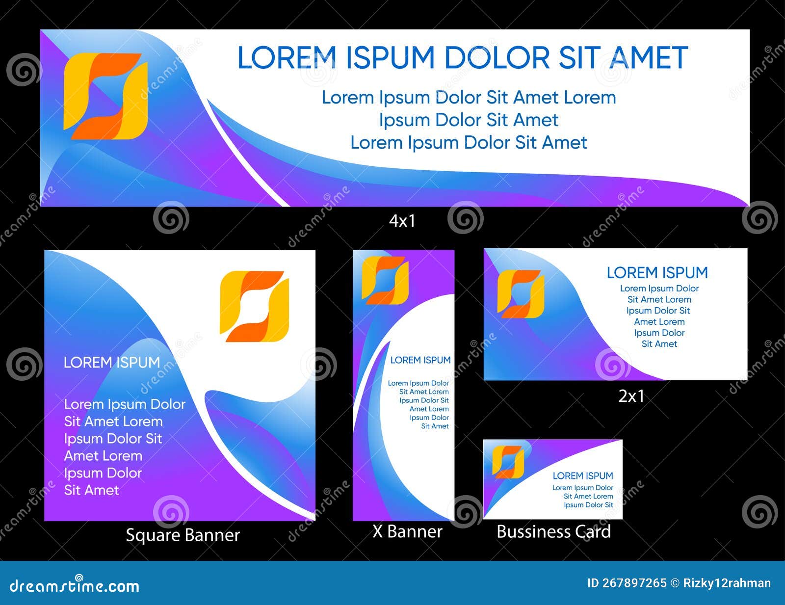 ADV PACK 7 Blue Purple Gradient Company Banner Backdrop Advertisement ...