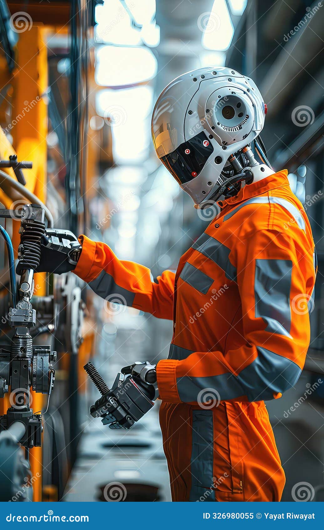 Advance Android Robot Busy Working As an Engineer in an Oil Platform ...