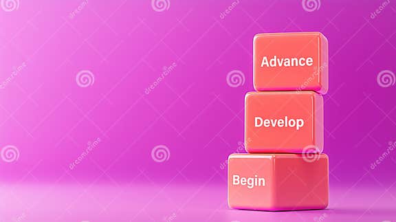 Advance, Develop, and Begin with Colorful Stacked Blocks on Vibrant ...