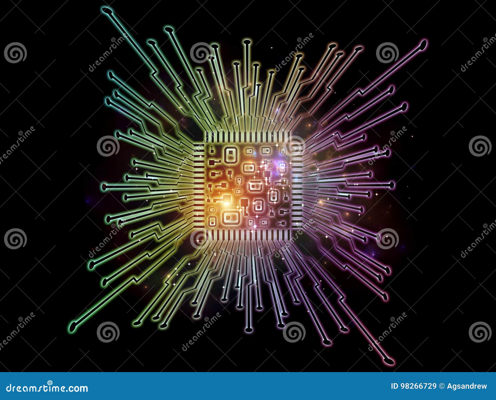 Advance of Digital Processor Stock Illustration - Illustration of ...