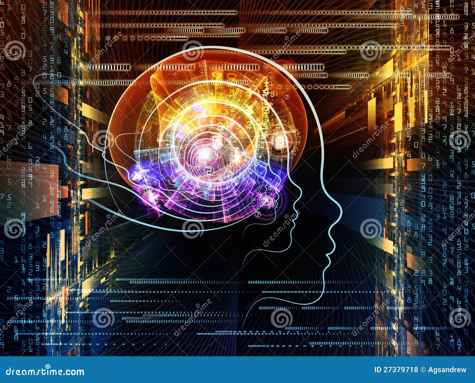 Advance of Intelligent Life Stock Illustration - Illustration of math ...