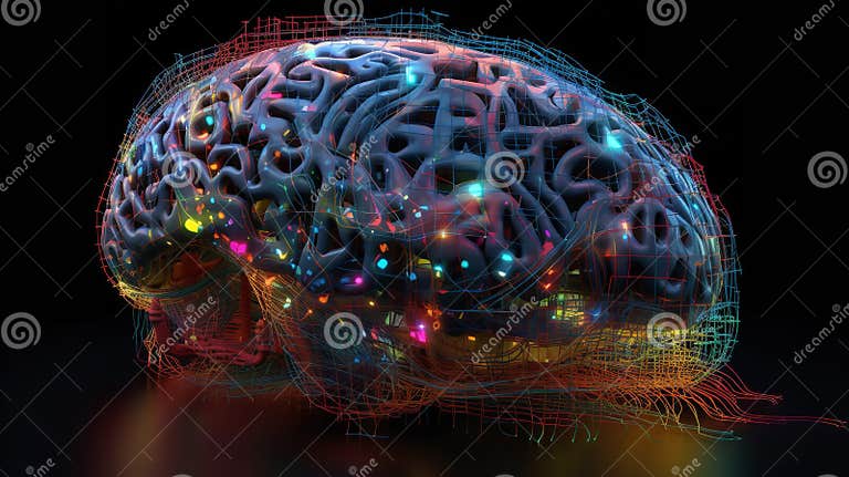 Advanced AI Brain Processing Information Stock Illustration ...
