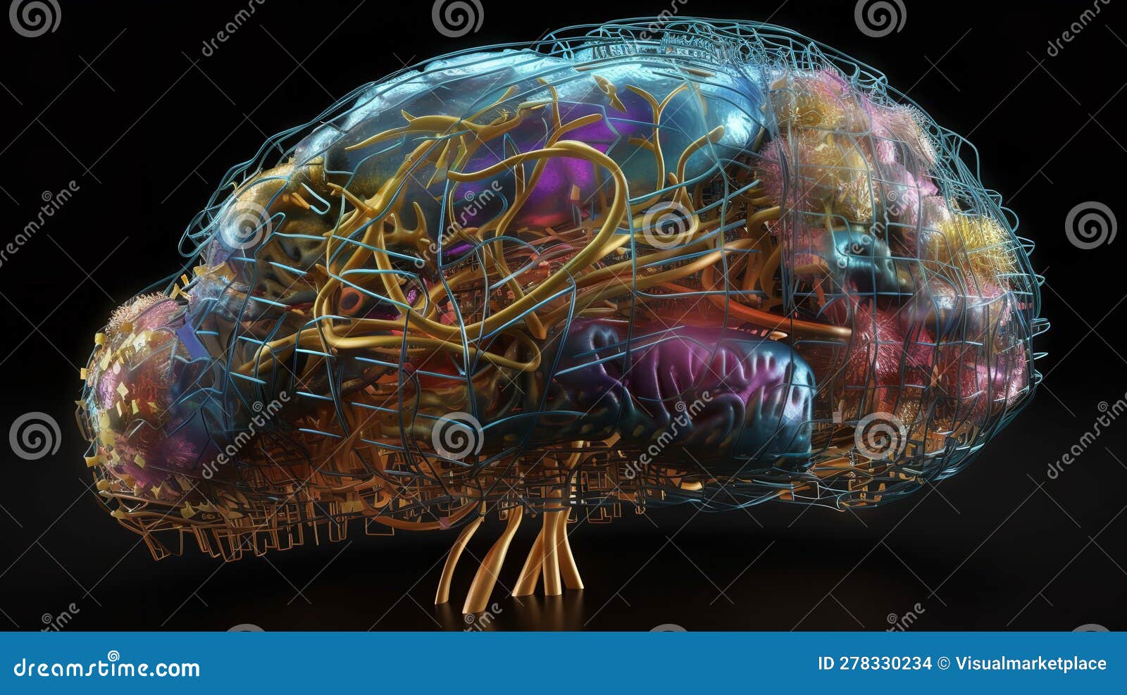 Advanced AI Brain Processing Information Stock Illustration ...