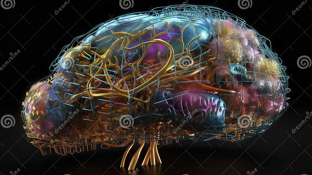 Advanced AI Brain Processing Information Stock Illustration ...