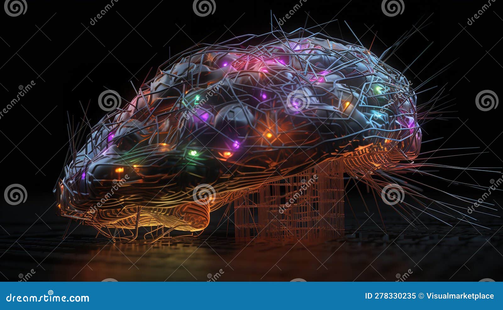 Advanced AI Brain Processing Information Stock Illustration ...