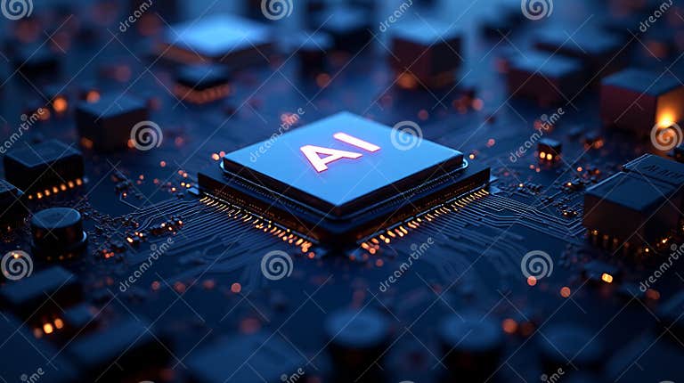 Advanced AI Chip Central Processing Unit Technology Circuit Board Microchip Semiconductor ...