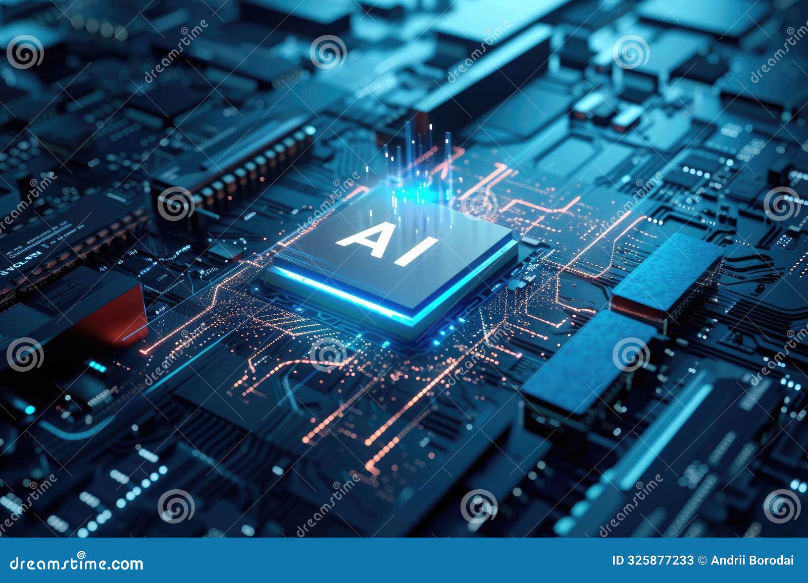 Advanced AI CPU with Blazing Speed Effects. Stock Illustration ...