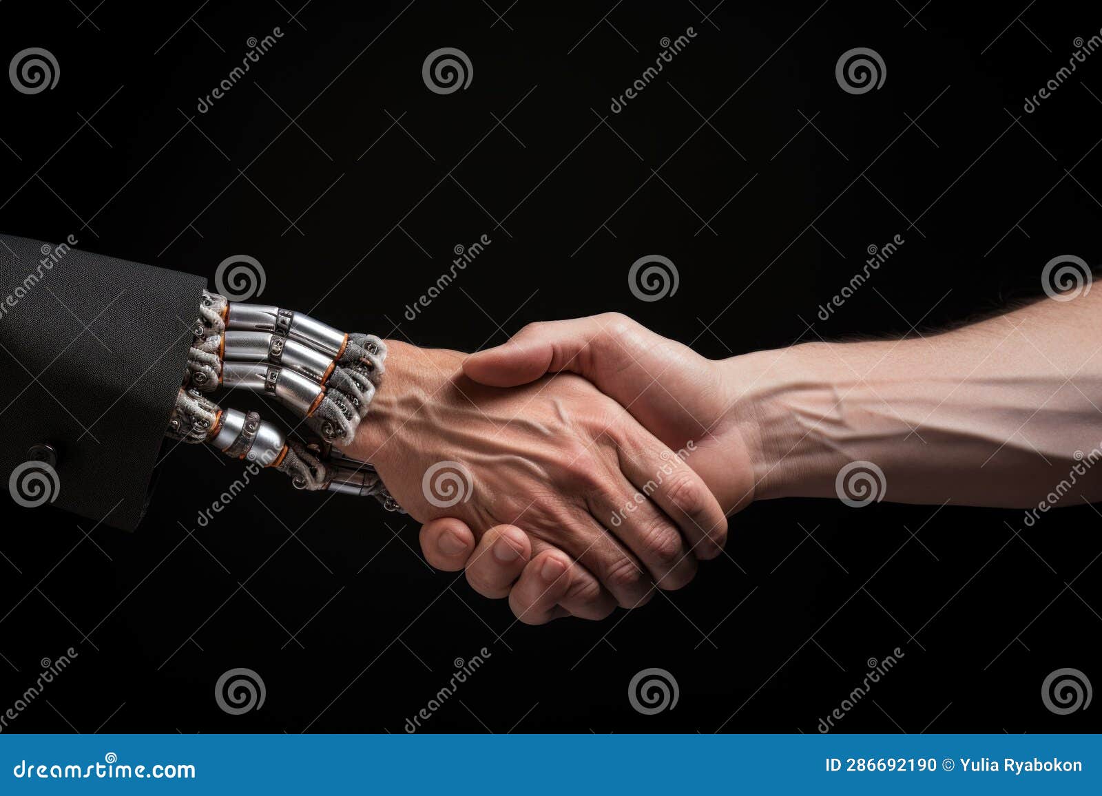 Advanced Ai and Human Hand Shake. Generate Ai Stock Illustration ...