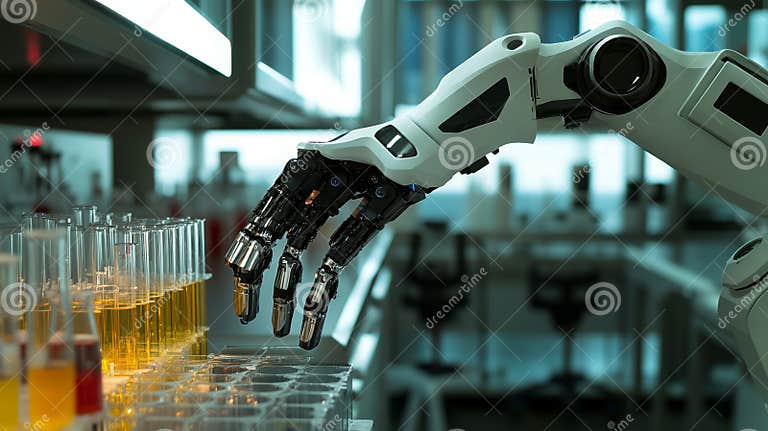Advanced AI-Powered Robotic Arm Conducting Complex Experiments in a ...