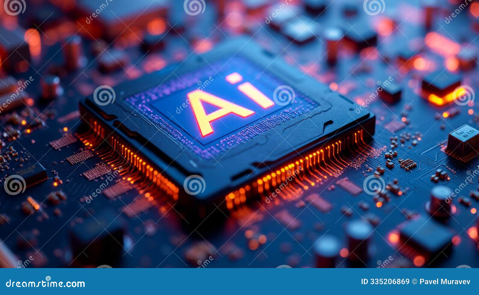 Advanced Ai Processor Chip On Circuit Board For Neural Network Acceleration High Tech Computer