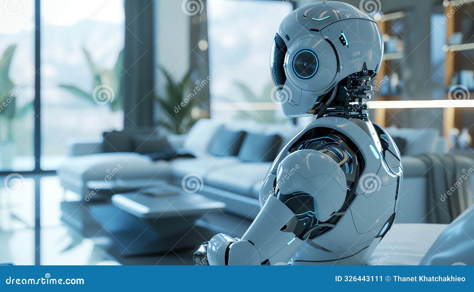 Advanced AI Robot Assisting a Human in a Modern Home Stock Illustration ... Advanced AI Robot Assisting a Human in a Modern Home Stock Illustration ...