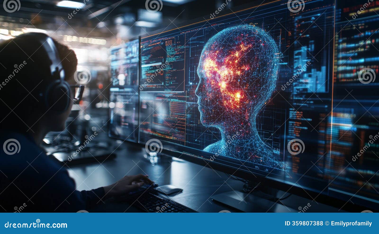 Advanced Ai Technology Visualizing Human Brain Activity on Digital ...