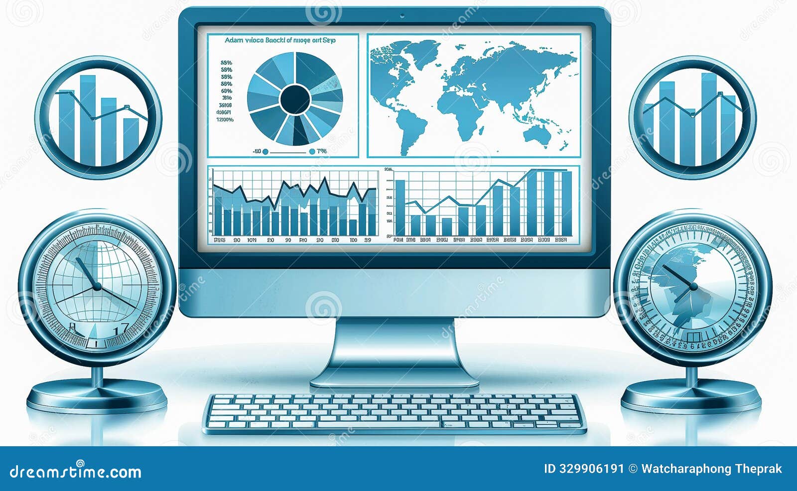 Advanced Analytics Dashboard with Global Data Stock Illustration ...