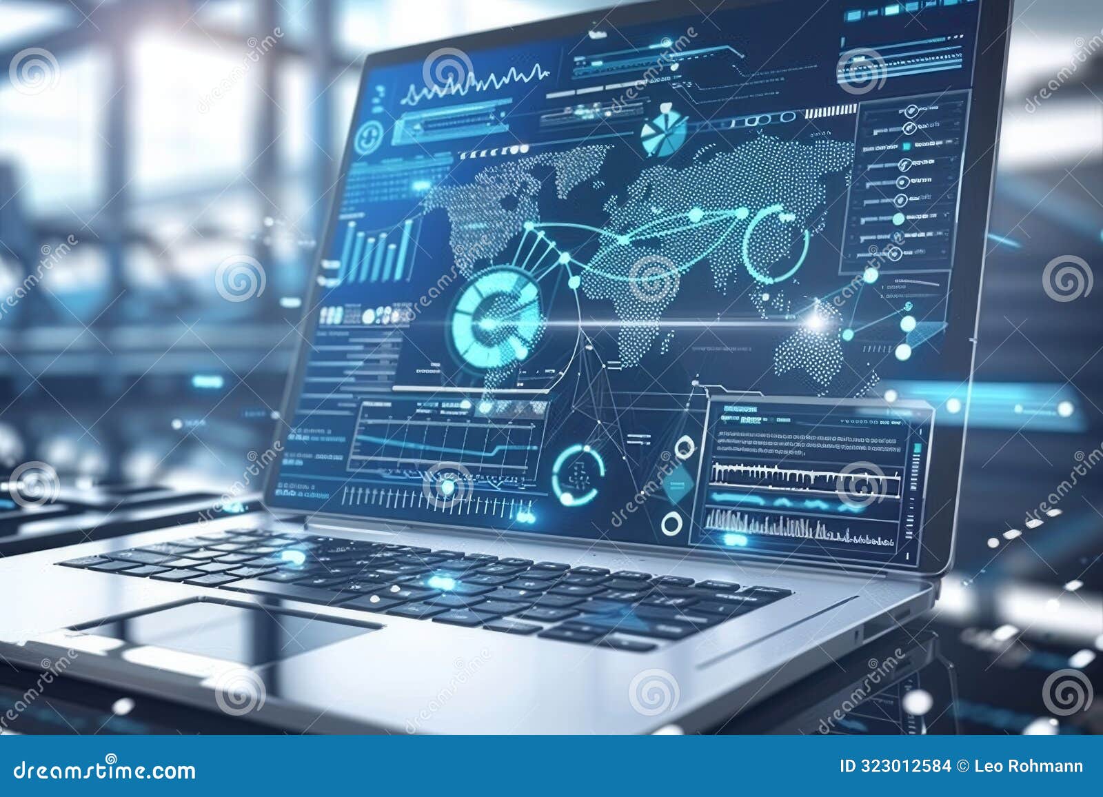 Advanced Analytics Dashboard on Laptop Displaying Genetic Data, Merging ...