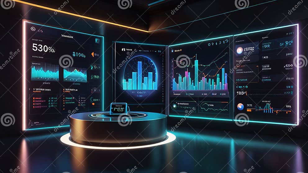 Advanced Analytics Dashboard Display Stock Illustration - Illustration of tech, graphs: 325159604