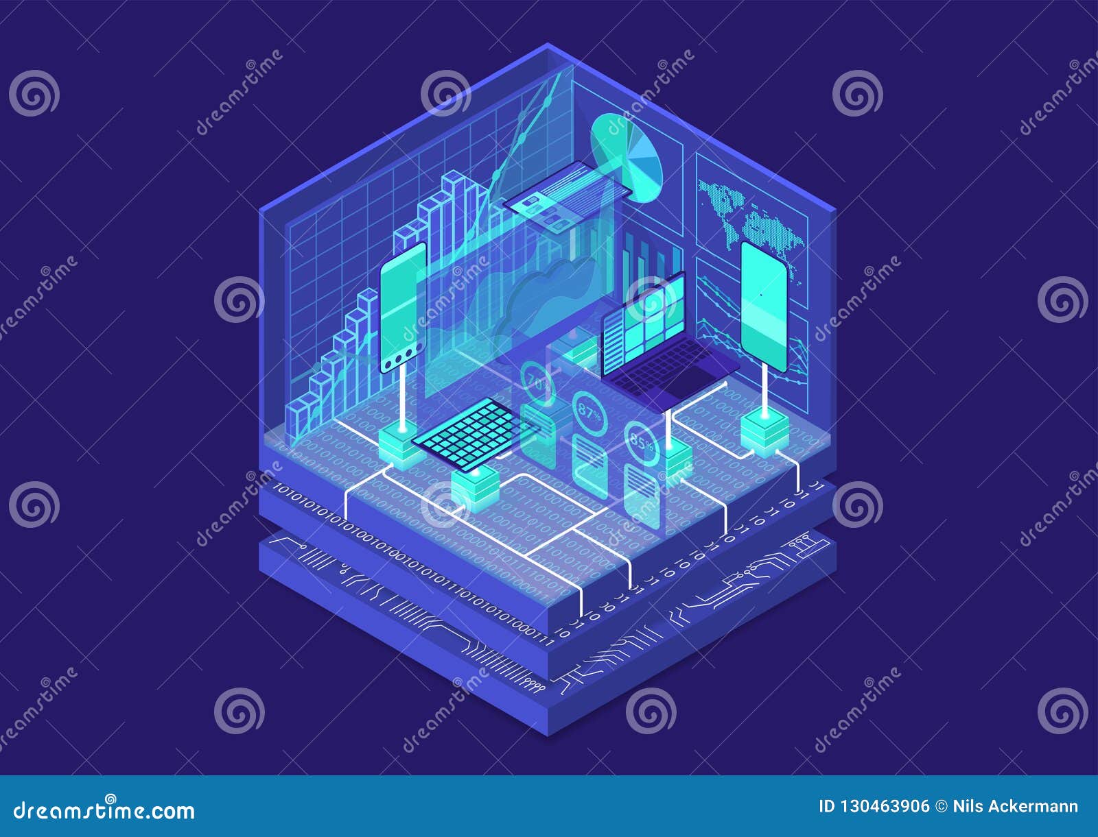 Advanced Analytics Isometric Vector Illustration. Abstract 3D ...