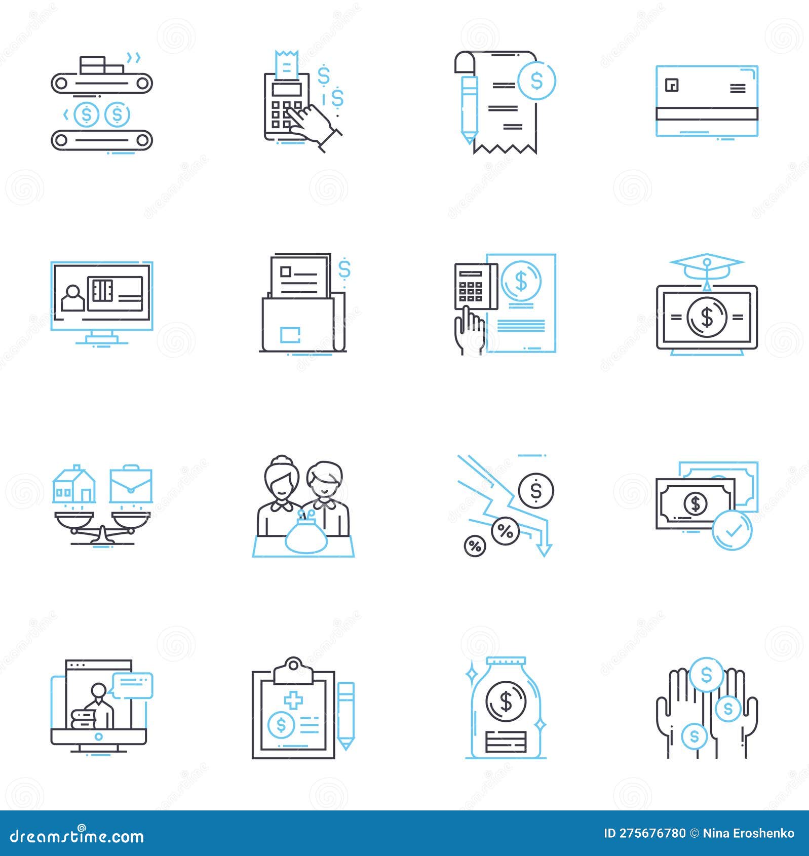 Advanced Analytics Linear Icons Set. Predictive, Machine Learning, Artificial Intelligence ...