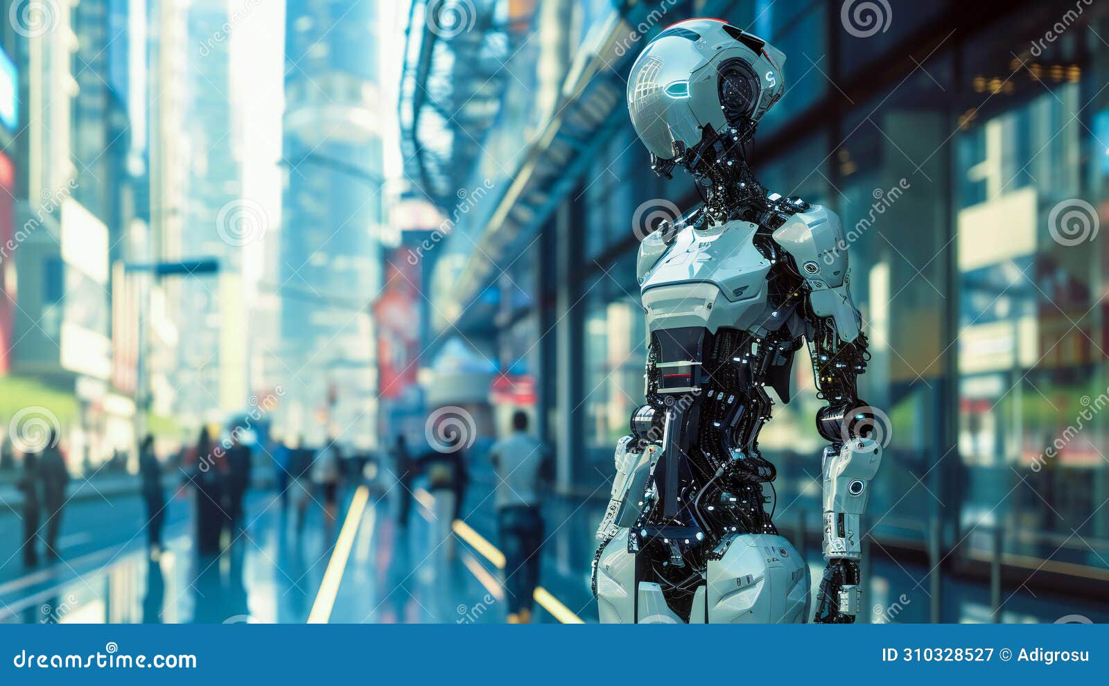 Advanced Android on a City Street Stock Illustration - Illustration of ...